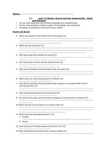 Revision Fill-In Booklet - Myth and Religion GCSE Classical ...