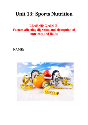 Unit 13: Sports Nutrition | Teaching Resources