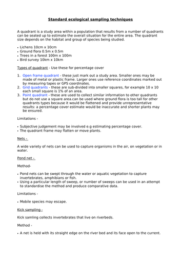 AQA Environmental Science Revision Notes Pack | Teaching Resources