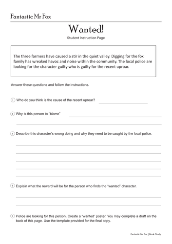 Fantastic Mr Fox Book Study Resources | Teaching Resources