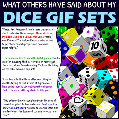 Animated GIF Dice Clipart – White with Black Dots | Teaching Resources