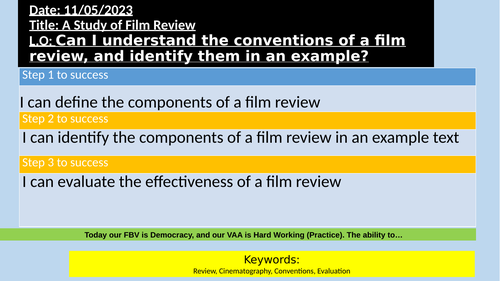 Film Review 4 lesson Mini SOW | Teaching Resources