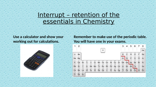 Chemistry revision - retention of the essentials | Teaching Resources