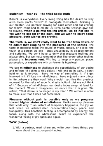 The Four Noble Truths pt 2 (GCSE Buddhist Beliefs) | Teaching Resources