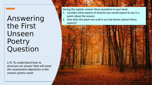 Unseen Poetry - Exam Skills 7 lesson mini scheme | Teaching Resources