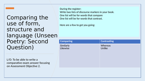 Unseen Poetry - Exam Skills 7 lesson mini scheme | Teaching Resources
