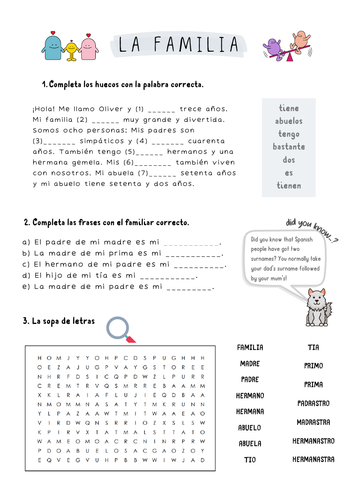 La familia | Lesson | Power Point | Worksheet | Teaching Resources