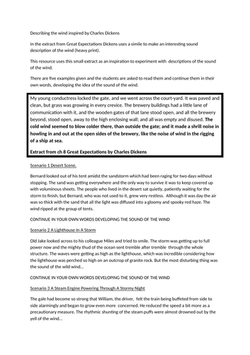 Describing the wind inspired by Charles Dickens | Teaching Resources