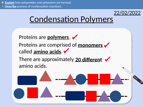 GCSE Chemistry: Condensation Polymers | Teaching Resources