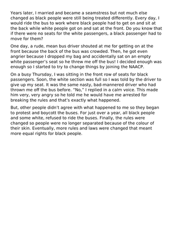 I am Rosa Parks Recount | Teaching Resources