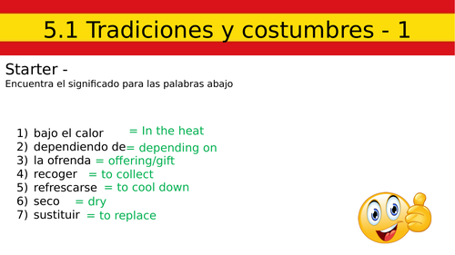 AS Spanish Lesson 5.1 Tradiciones y costumbres | Teaching Resources