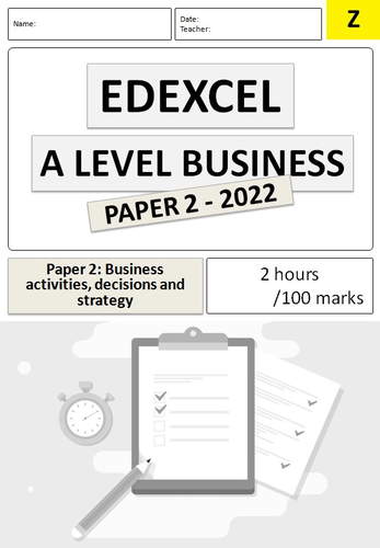 Edexcel A Level Business Paper 2 Mock (2022) | Teaching Resources