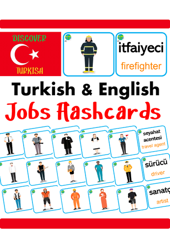 Turkish / English Flash Cards - Jobs / Meslekler | Teaching Resources