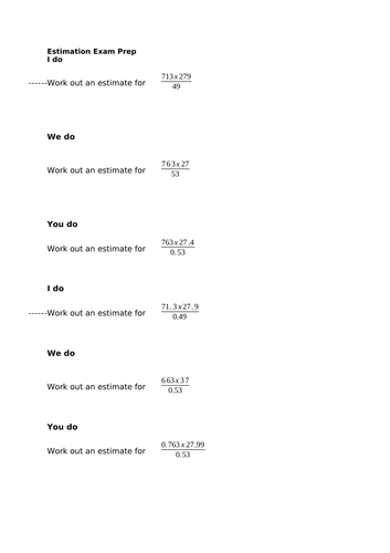 Estimation for edexcel June 2022 | Teaching Resources