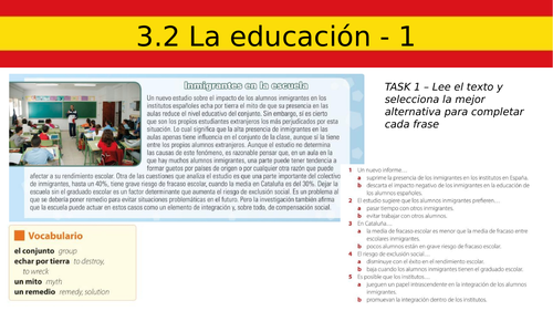 A2 Spanish Lesson 3.2 La educación | Teaching Resources