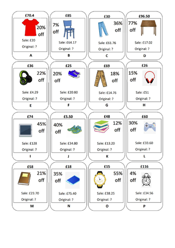 Reverse Percentage Loop Cards | Teaching Resources