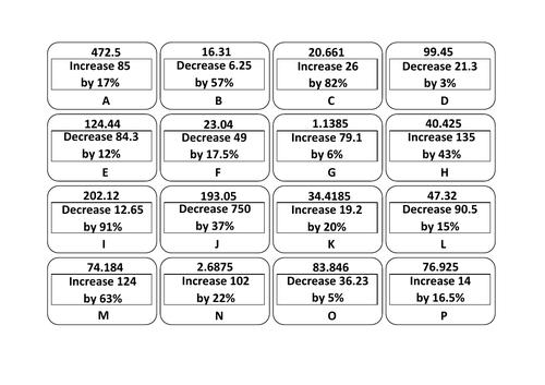Percentage Increase & Decrease Loop Cards | Teaching Resources