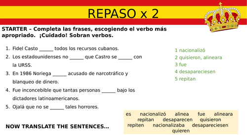 Bundle of A2 Spanish Lessons Unit 5 Monarquías y dictaduras | Teaching ...