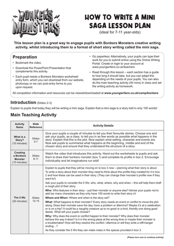 Bonkers Monsters Mini Saga Writing Resources for 5-11 | Teaching Resources