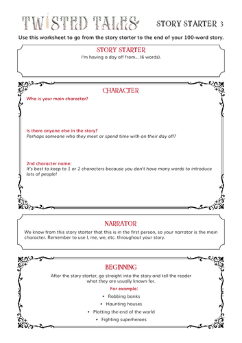 Twisted Tales Mini Saga Writing Resources for 11-18 Year-Olds ...