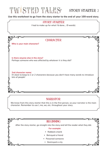 Twisted Tales Mini Saga Writing Resources for 11-18 Year-Olds ...