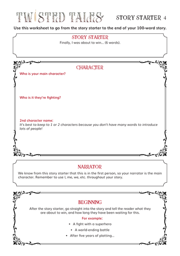 Twisted Tales Mini Saga Writing Resources for 11-18 Year-Olds ...