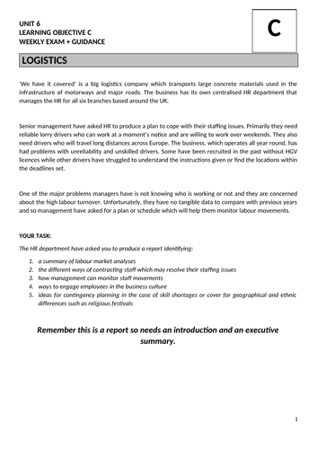 Btec Level 3 Business Unit 6 | Teaching Resources