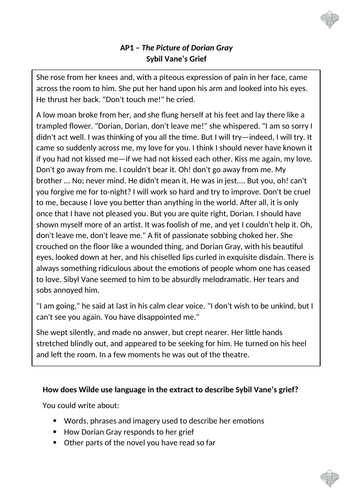 Picture of Dorian Gray - Chapter 6 (incl. assessment) | Teaching Resources