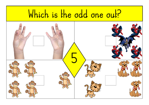 number 5 - odd one out - subitising (subitizing) problem solving ...
