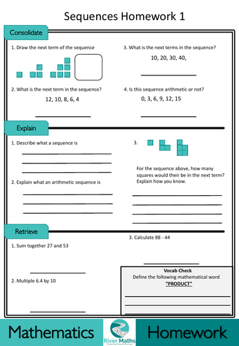 Y7 Sequence Homework 1 | Teaching Resources