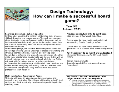 Year 5 and 6 DT Medium Term Plan- Ancient Egyptian Board Games ...