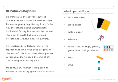 Year 2 Reading Skills - St. Patrick's Day Card | Teaching Resources