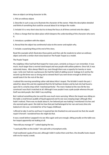 Describe an object to bring a character to life | Teaching Resources