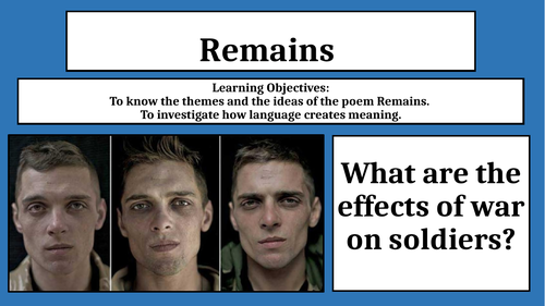 English Literature War Poetry SOW (Remains, A Dead Boche, Anthem for ...