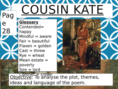 Cousin Kate GCSE Edexcel Conflict Poetry Anthology | Teaching Resources