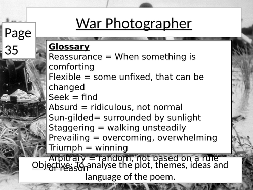 War Photographer GCSE Edexcel Conflict Poetry Anthology | Teaching ...