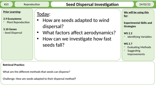 Seed Dispersal Investigation | Teaching Resources