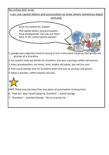 Capital letters and punctuation worksheet Y2/3 | Teaching Resources