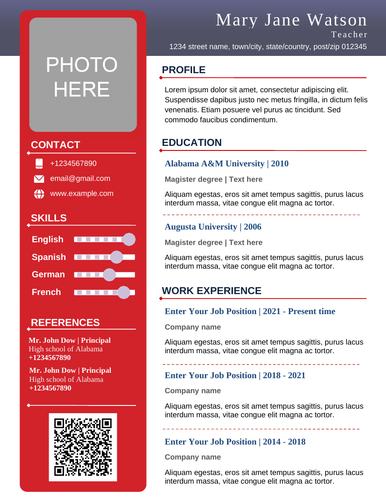 RESUME Template Editable MS Word | CV Letter template | Teacher Resume ...