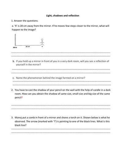 Light, shadows and reflection | Teaching Resources