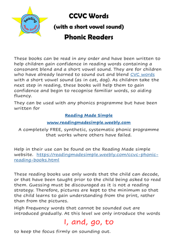 CCVC words Phonic Reading Books for Special Needs | Teaching Resources