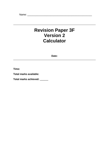 Foundation GCSE Maths 2022 Paper 3F 6 Sets Revision Papers | Teaching ...