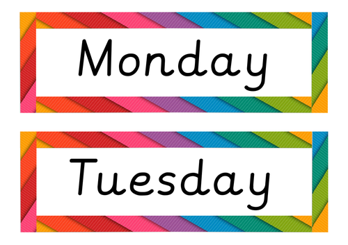 Colourful Days Of The Week Teaching Resources