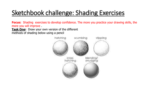 Sketchbook Challenge; Shading Exercises | Teaching Resources