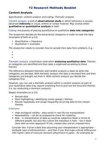 Research Methods A2 AQA Work Booklet | Teaching Resources
