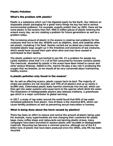 Plastic Pollution | Teaching Resources