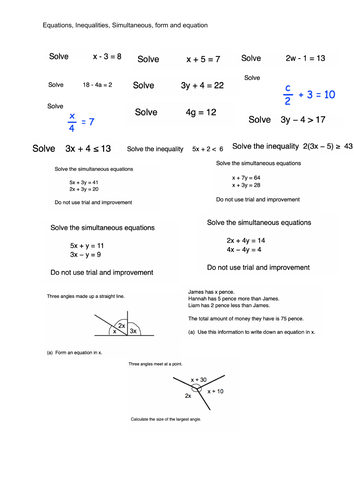 Advanced Information Worksheets (Pearson Edexcel GCSE Mathematics ...