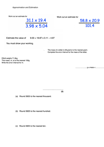 Advanced Information Worksheets (Pearson Edexcel GCSE Mathematics ...