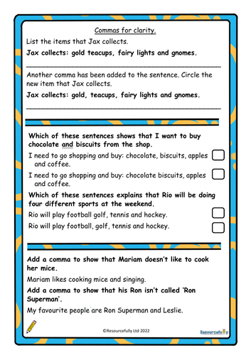 Commas for Clarity Bundle - Upper KS2 | Teaching Resources