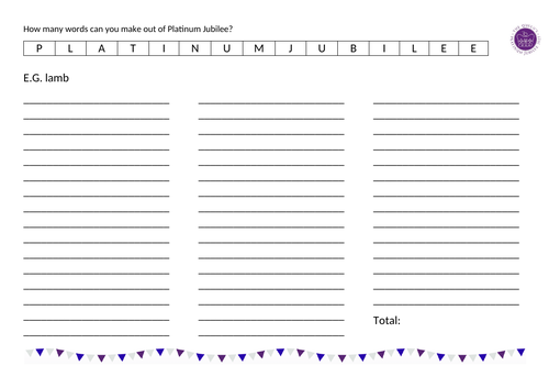 The Queen's Platinum Jubilee wordsearch, crossword and word challenge ...